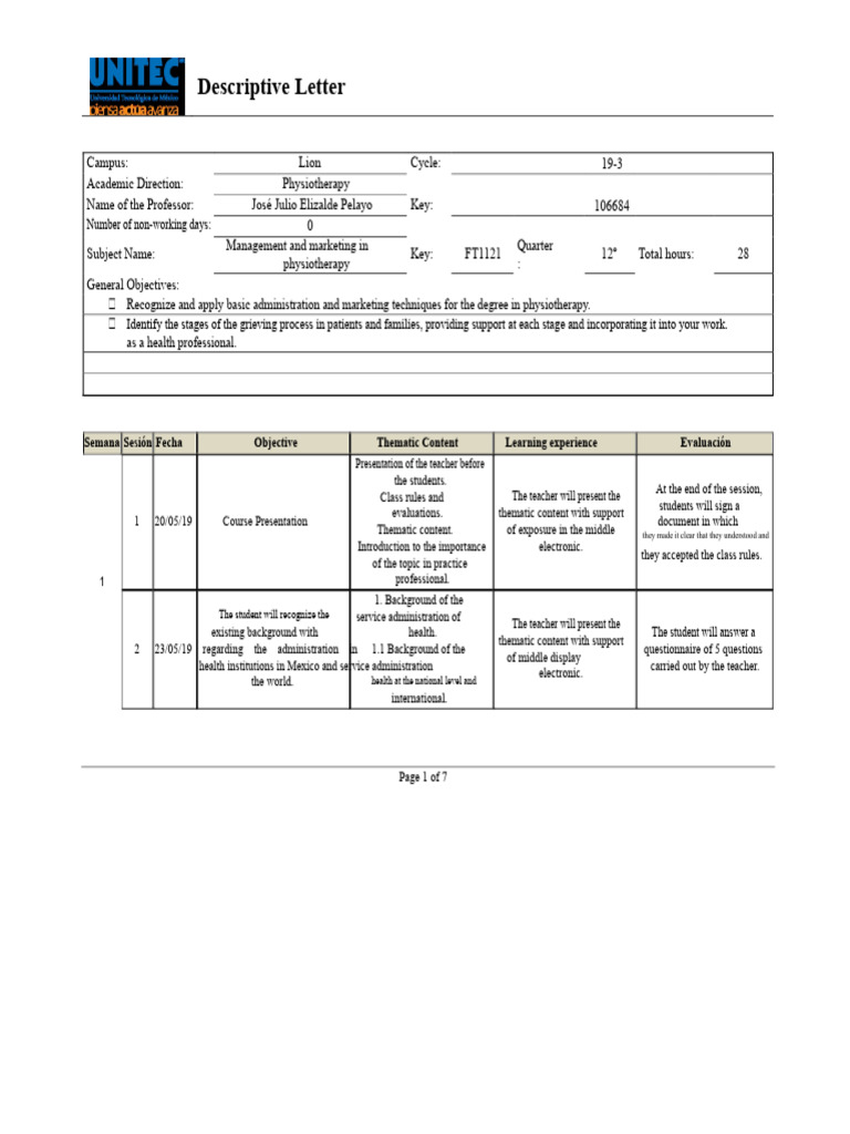 Descriptive Letter Pharmacological Therapy UNITEC | PDF | Marketing ...