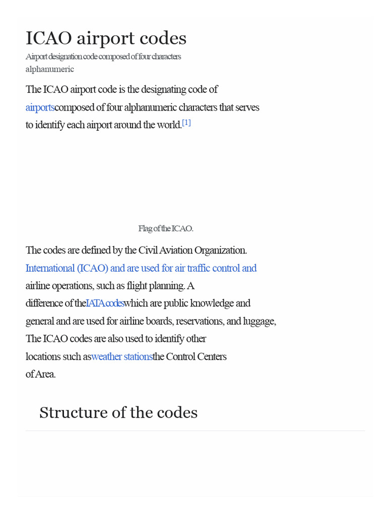 ICAO Airport Codes Overview | PDF | Air Traffic Control | Naming ...