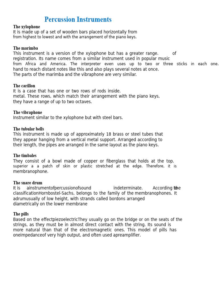 Percussion Instruments | PDF | Musical Instruments | Drum