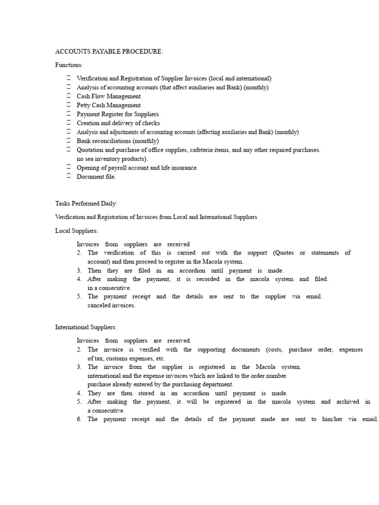 Accounts Payable Management Procedures | PDF | Accounts Payable | Business
