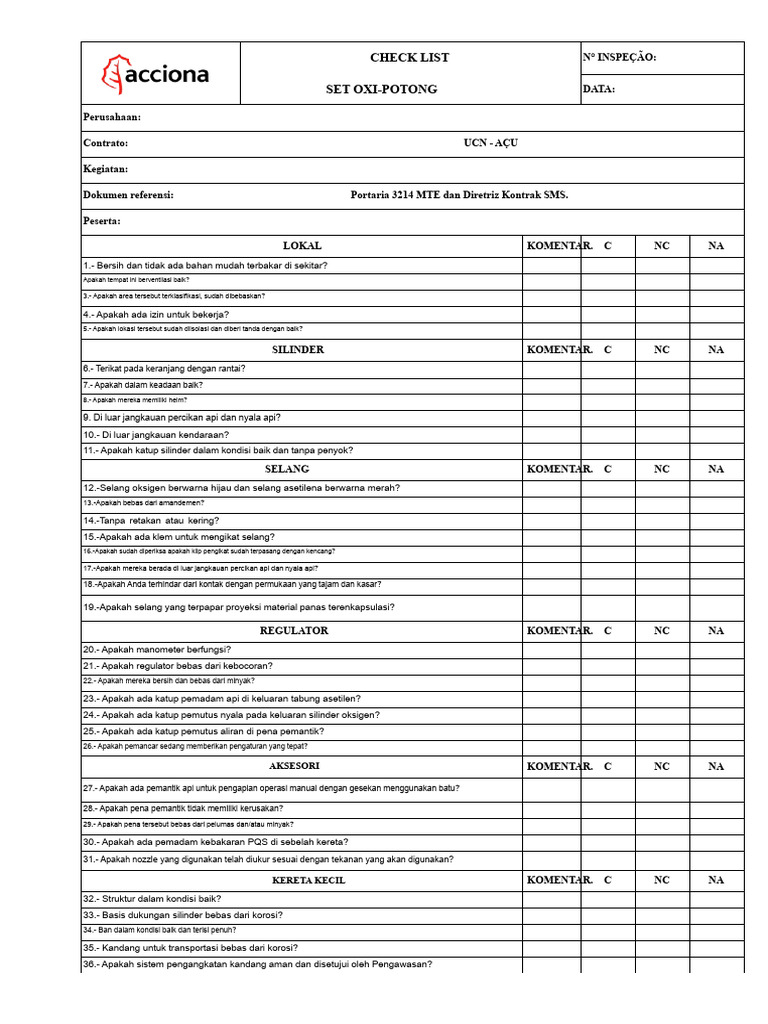 DAFTAR PERIKSA - SET OXICORTE | PDF