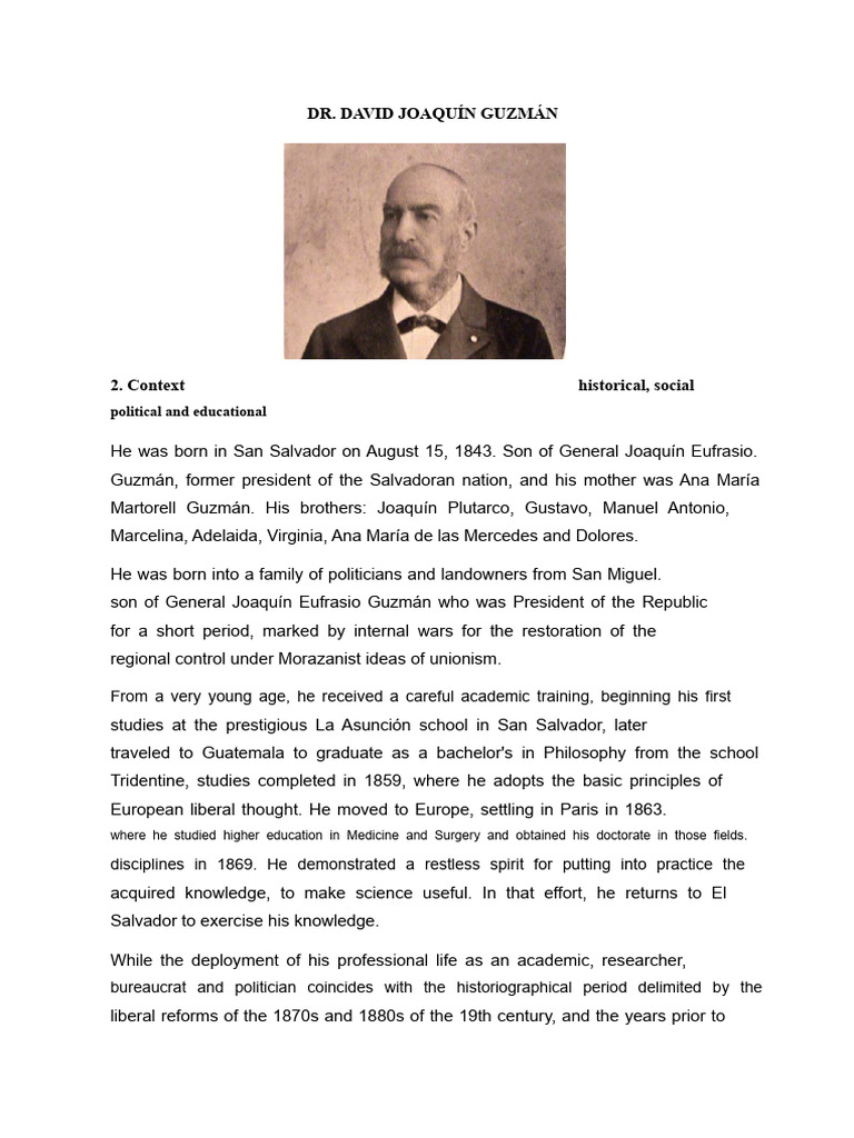 Legacy of Dr. David Joaquín Guzmán | PDF | El Salvador