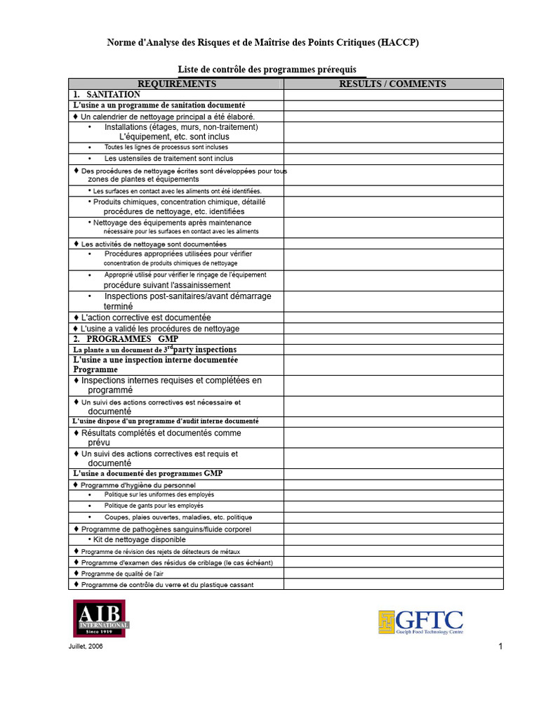 Norme HACCP : Analyse des Risques et Contrôles | PDF | Sécurité