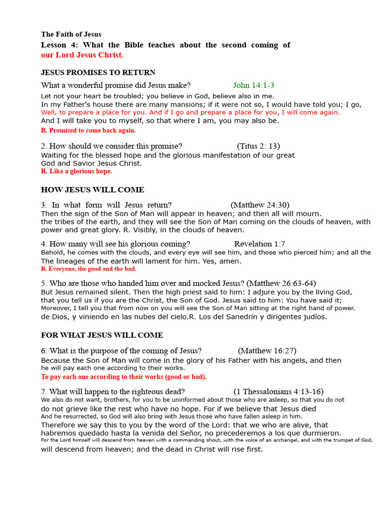 Lesson 4. The Second Coming of Christ | PDF | Jesus | Second Coming
