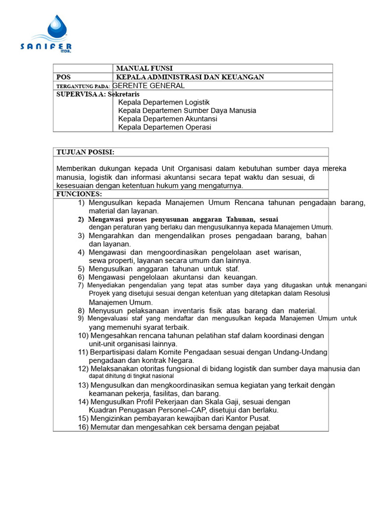 Manual Fungsi Administrasi dan Keuangan | PDF