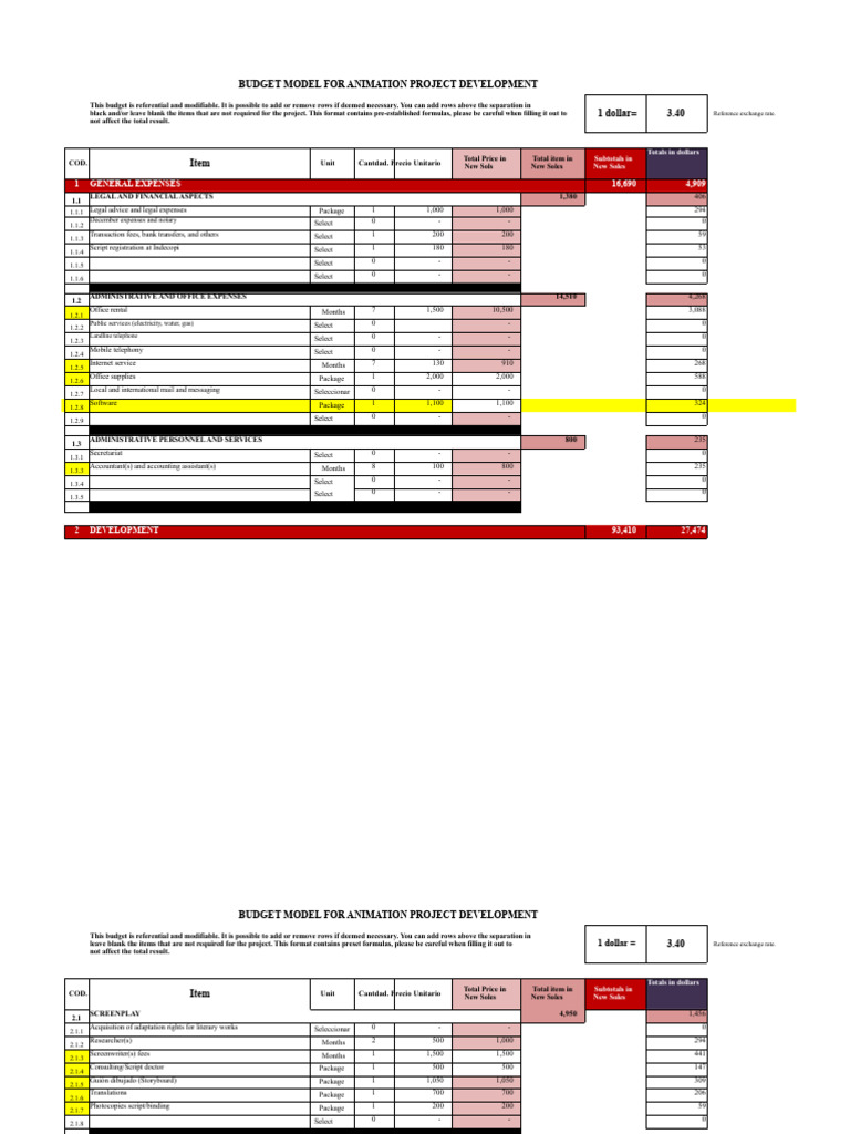 Animation Project Budget 2 | PDF | Service Industries