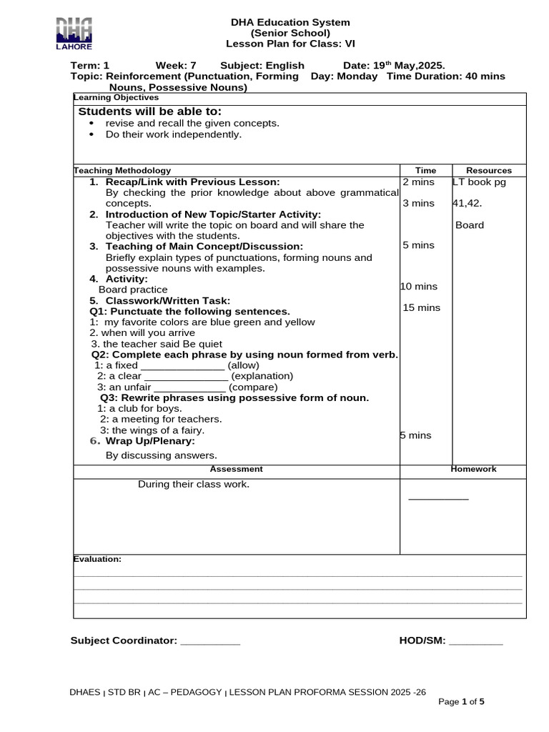 Lesson Planner Grade 6 Week 7 Term 1 | PDF | Lesson Plan | Teachers