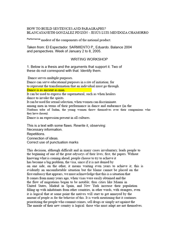 How To Build Sentences and Paragraphs (1) Complete | PDF | Immigration