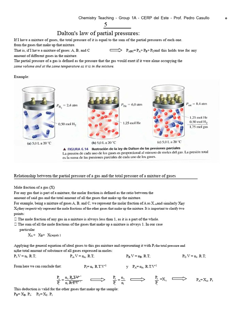 Dalton's Law of Partial Pressures | PDF | Gases | Pressure