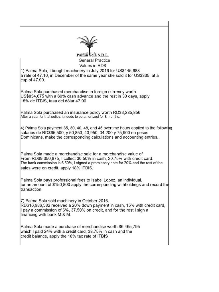 Palma Sola S.R.L. Financial Transactions Analysis | PDF | Credit Card ...