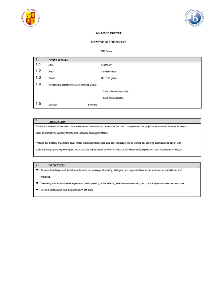 Debate Club Project 2022 | PDF | Communication | Cognition