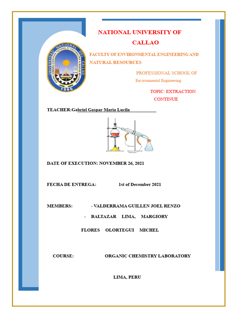 Report No. 11 - Continuous Extraction - Organic Chemistry Lab | PDF ...