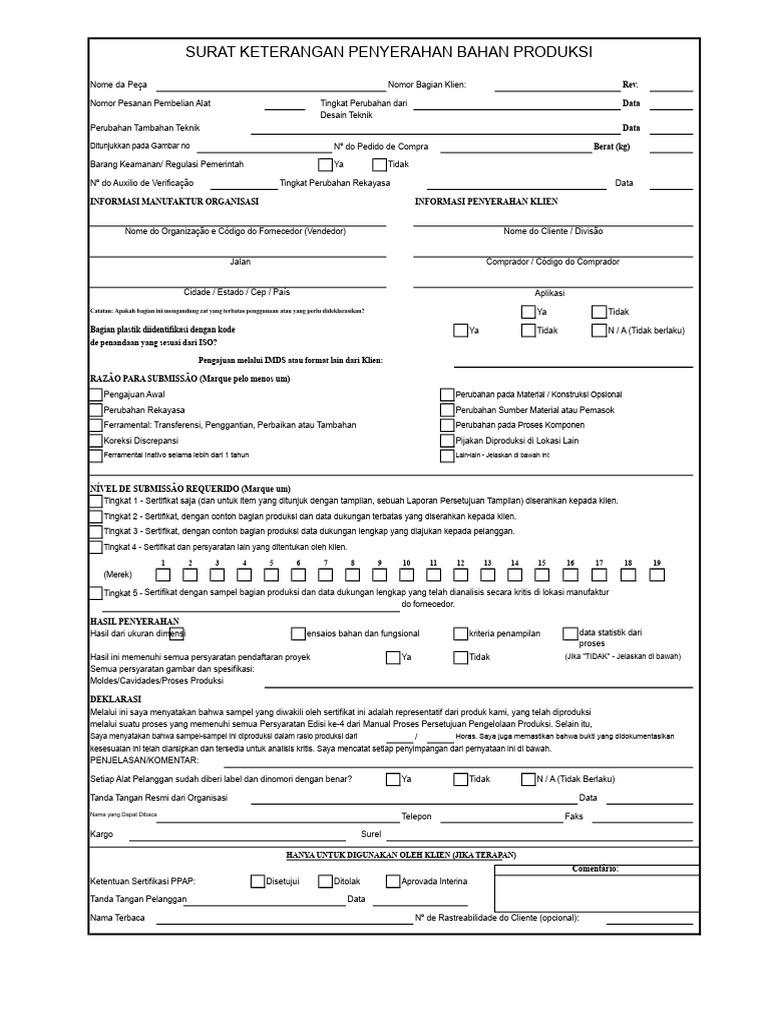 Sertifikat Pengajuan Berkas Ppap | PDF