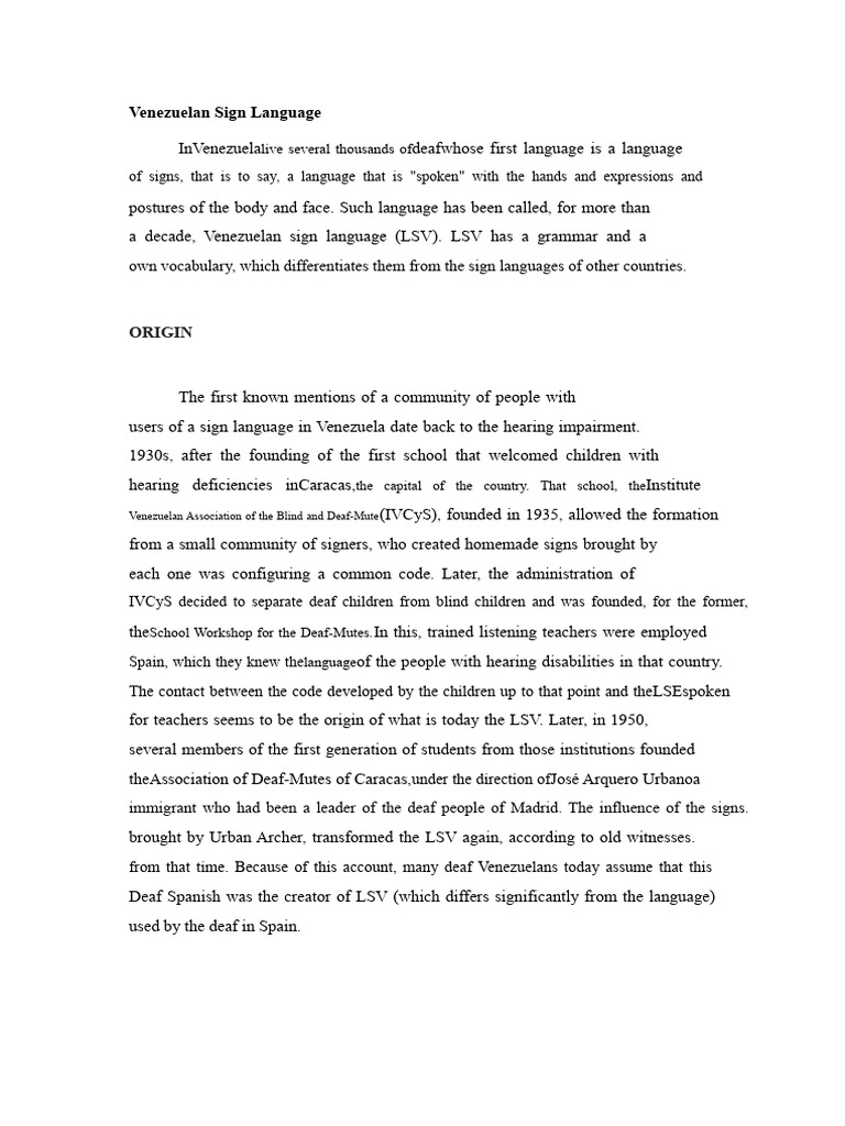 Venezuelan Sign Language | PDF | Sign Language | Grammar