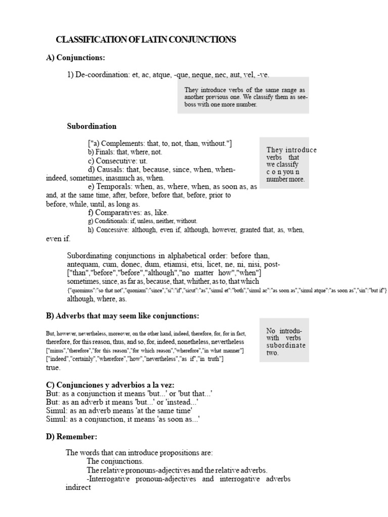 Latin Conjunctions | PDF | Syntax | Syntactic Relationships