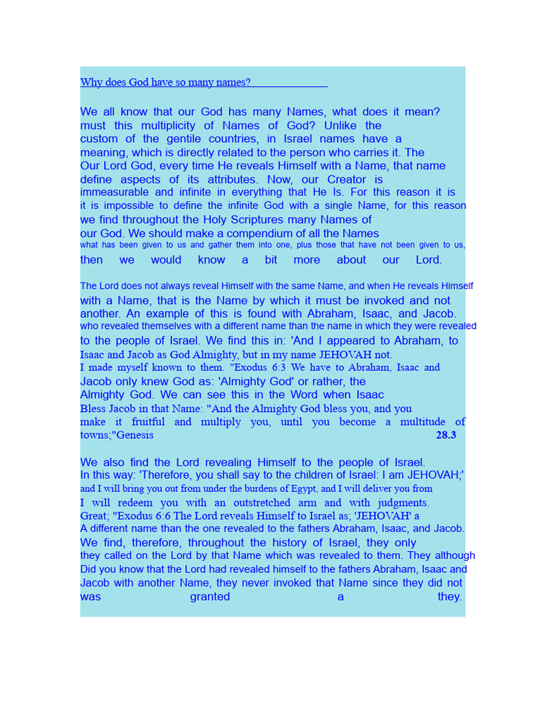 The Significance of God's Many Names | PDF | God In Christianity | Jacob