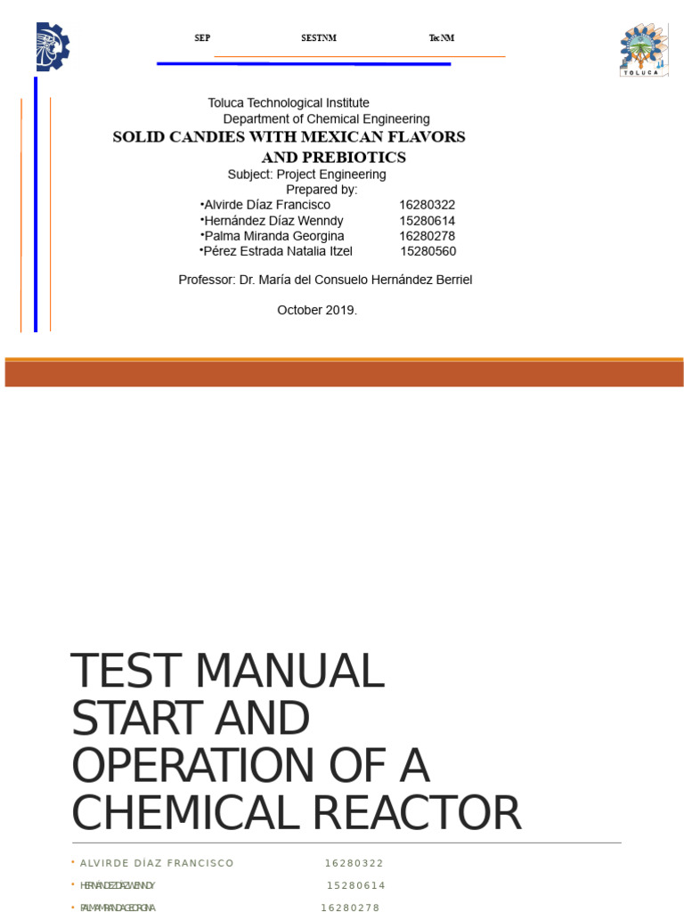 TESTING, STARTUP AND OPERATION MANUAL Reactor | PDF | Chemical Reactor ...