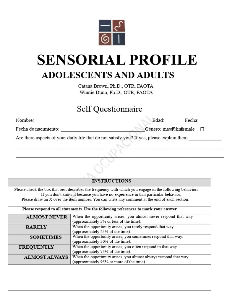 Spm sensory profile | PDF | Taste | Behavioural Sciences
