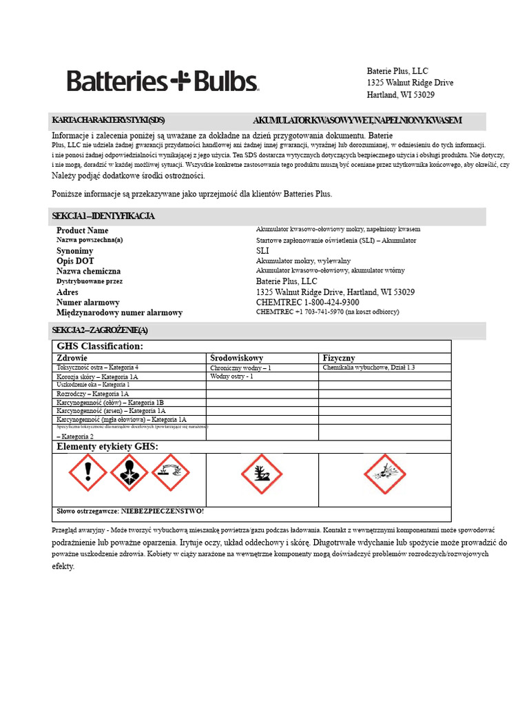 Sds Lead Wet Acid | PDF