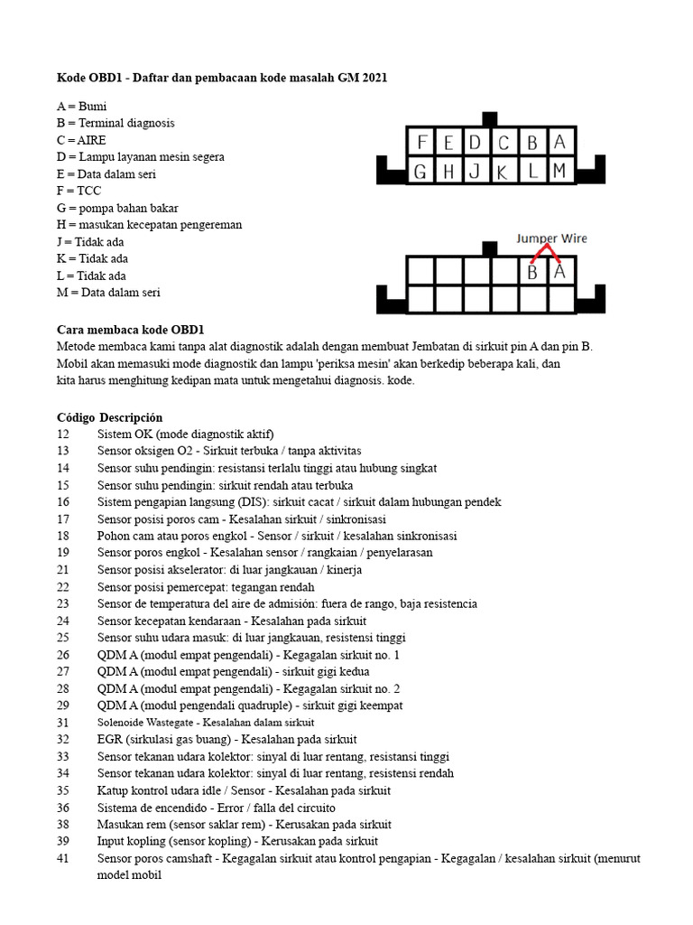 GM - Diagnosa OBD1 | PDF