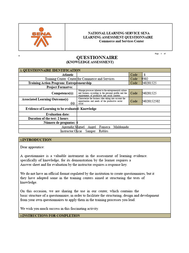 R2 - Business - Ideas - Knowledge - Questionnaire-Miguel Angel Fonseca ...