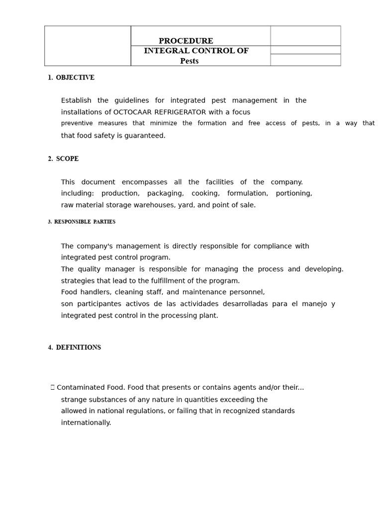 Pest Control Procedure | PDF | Pest Control | Pest (Organism)