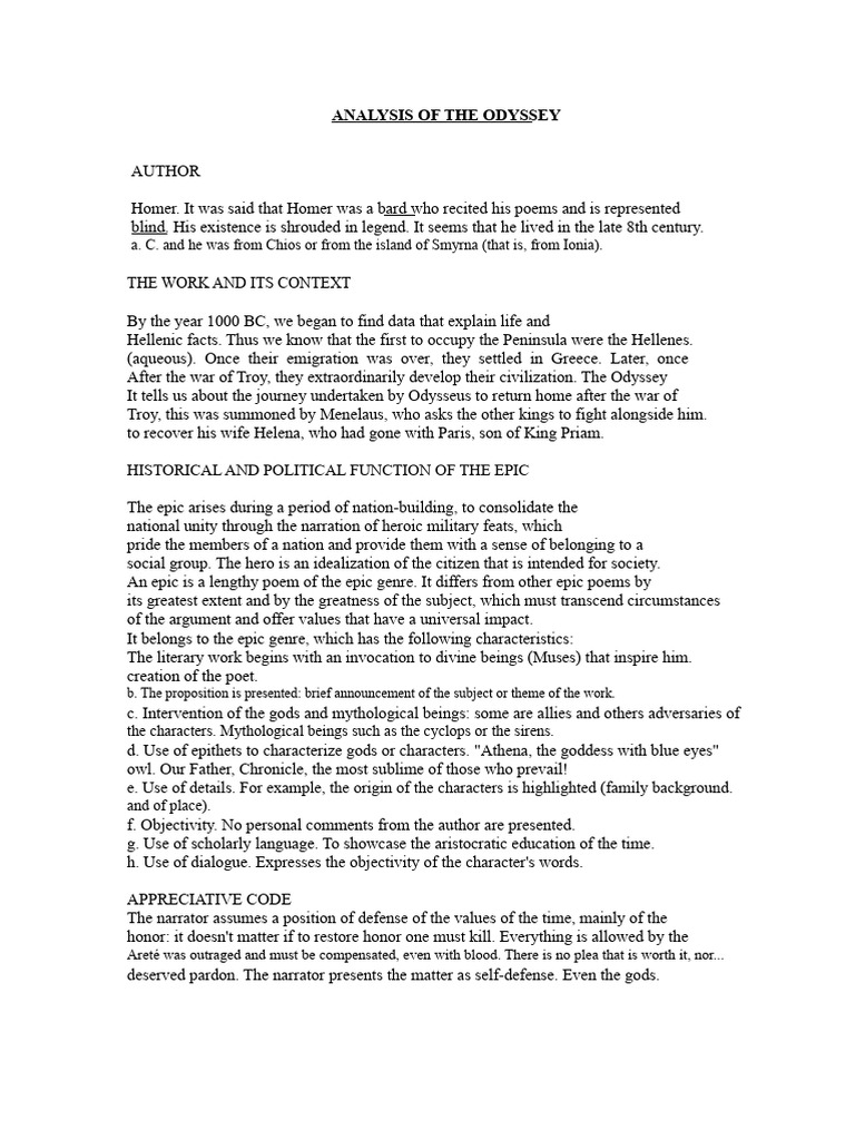 Analysis of the Odyssey (2) | PDF | Odyssey | Odysseus
