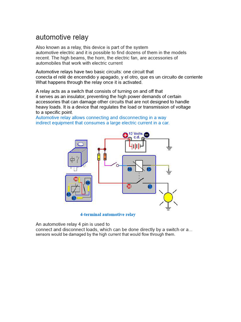 Automotive Relay | PDF | Relay | Switch