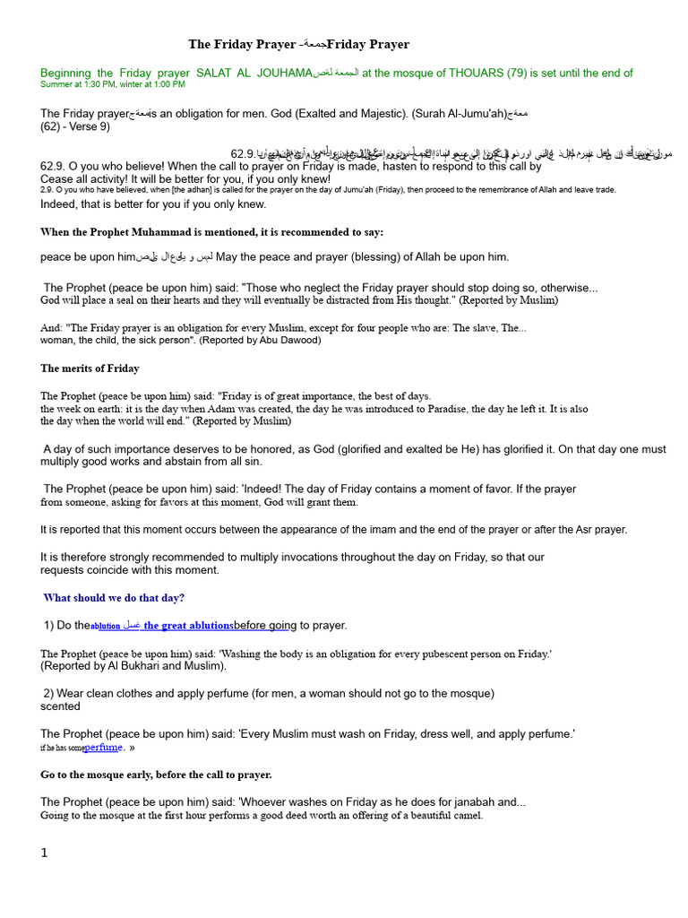 Friday Prayer Guidelines and Importance | PDF | Prophets And Messengers ...