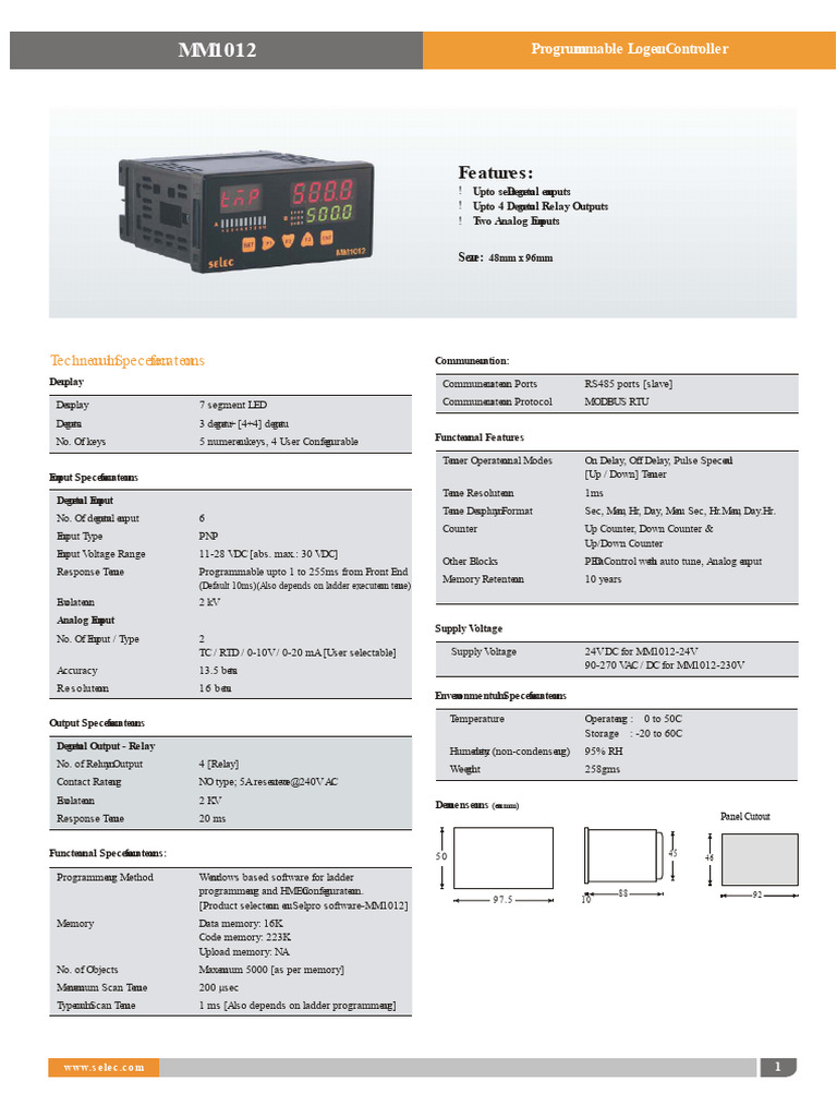 Selec PLC Mm1012 | PDF | Automação | Ciência da Computação