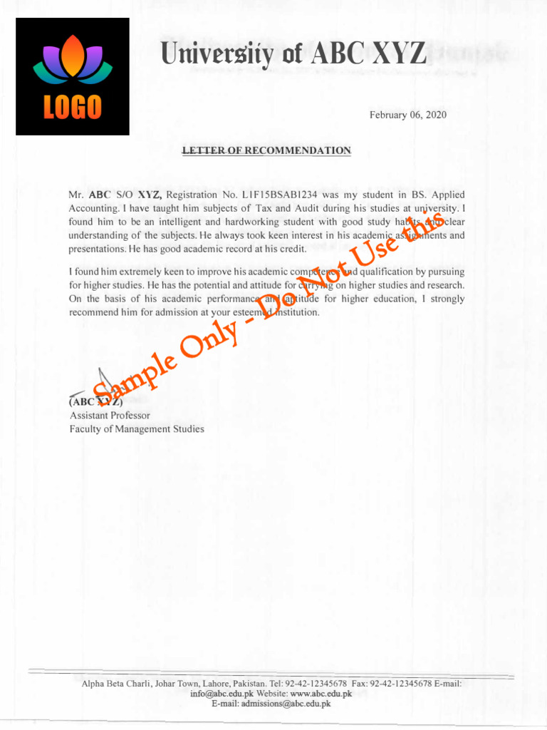 Recommendation Letter Sample | PDF