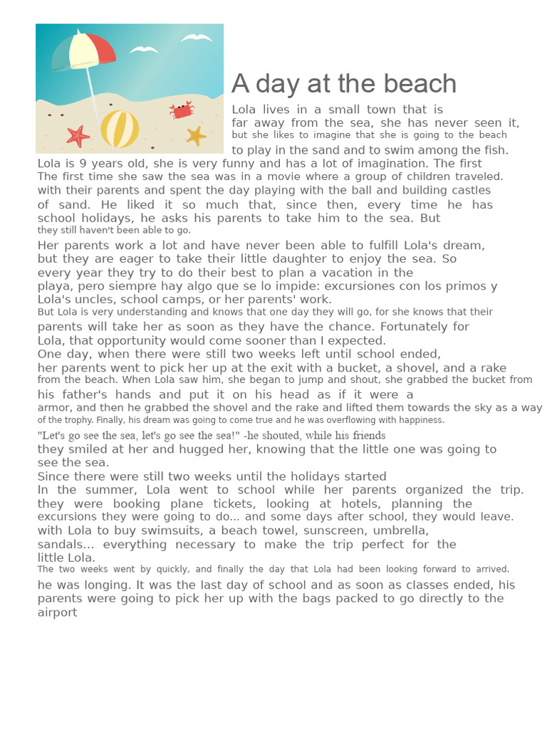 A Day at The Beach Story | PDF