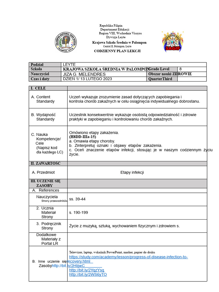 Plan Lekcji W Zdrowiu | PDF