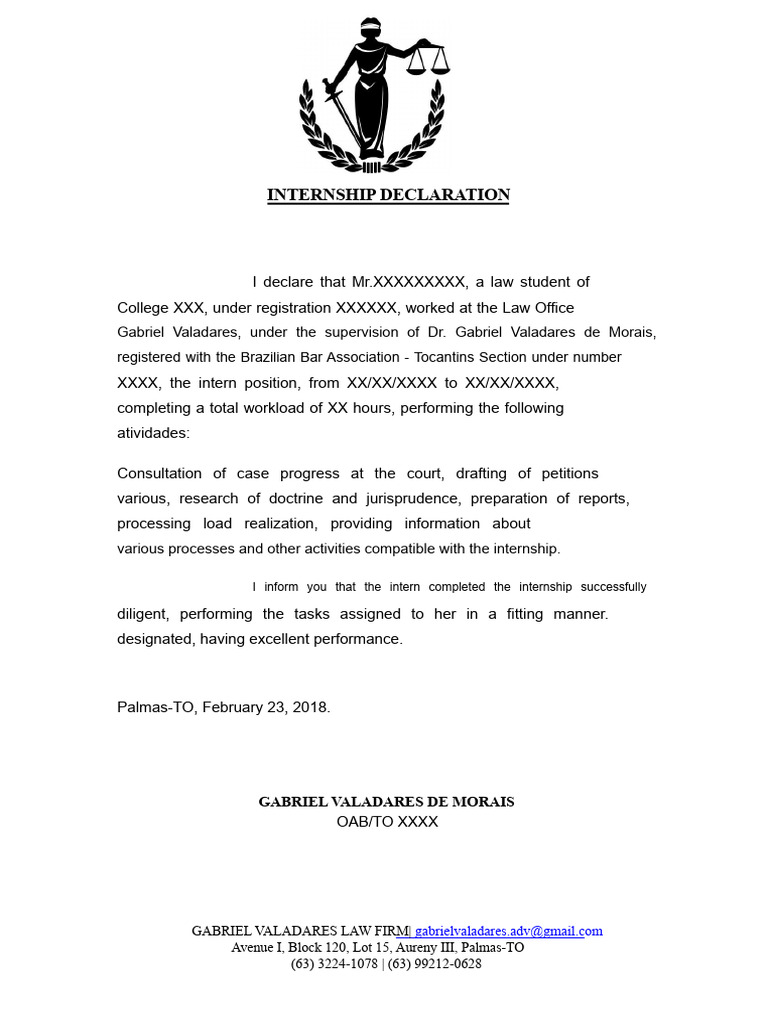 Internship Declaration Template | PDF