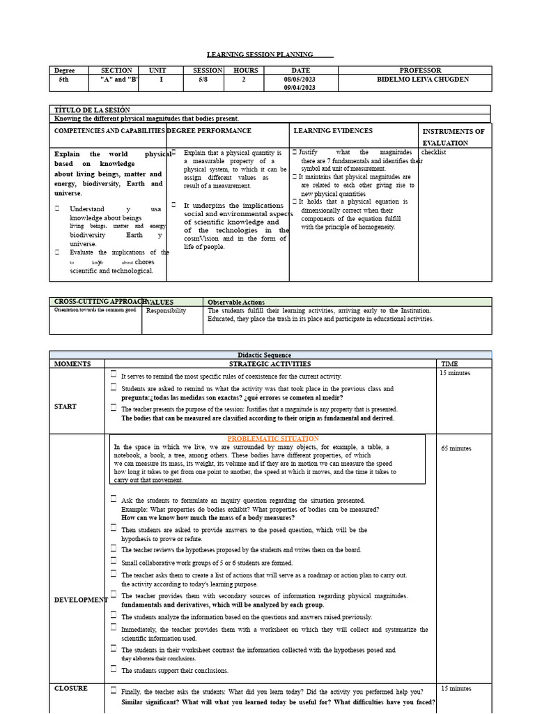 CT5 - U1-SESSION - 05 - Physical Magnitudes | PDF | Knowledge | Quantity
