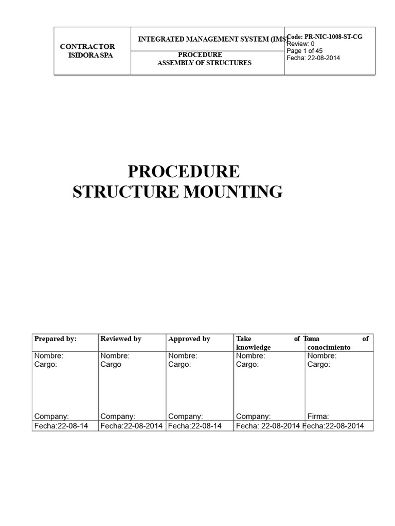 Structure Assembly Procedure for ISIDORA SPA | PDF | Crane (Machine ...