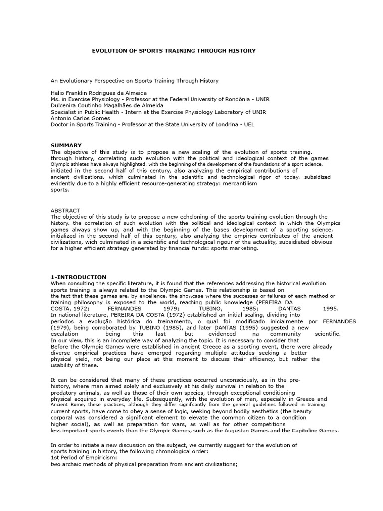 History of Sports Training Evolution | PDF | Running