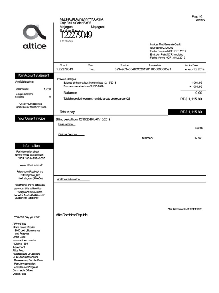 Altice invoice | PDF | Value Added Tax | Invoice