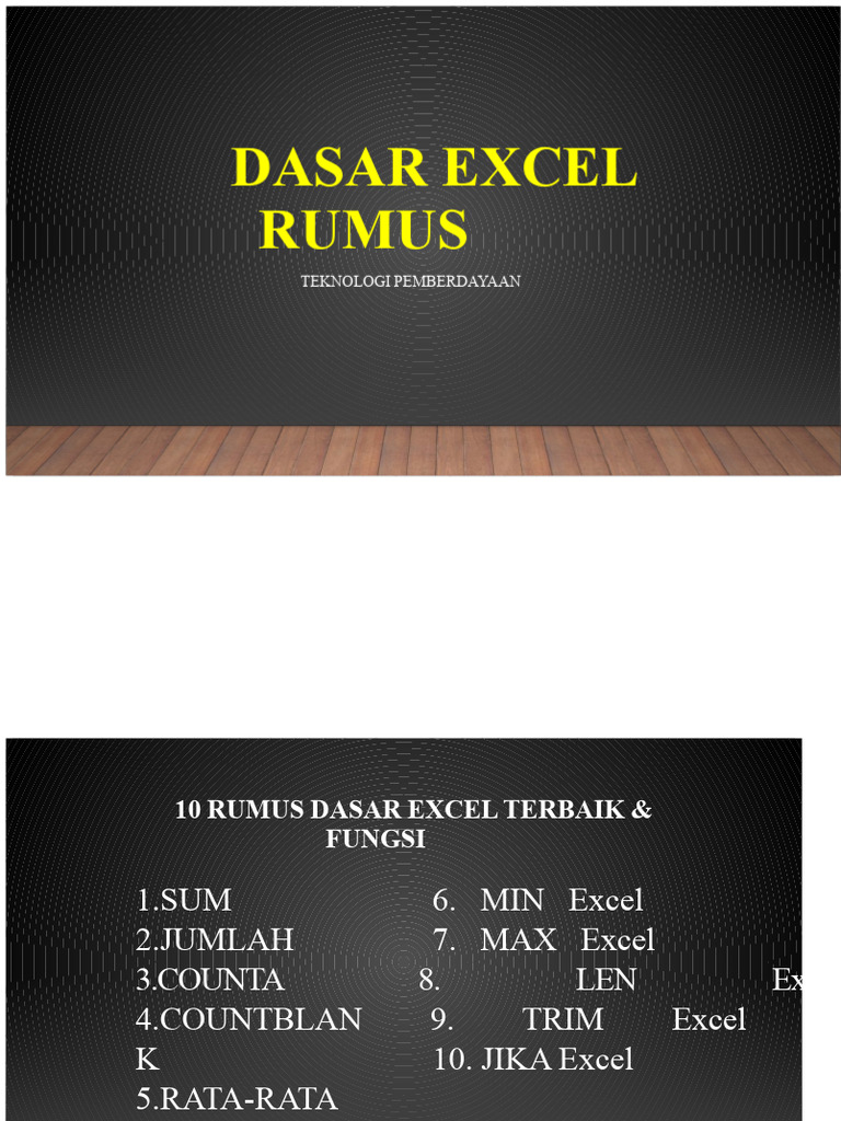 10 Rumus Dasar Excel yang Wajib Diketahui | PDF