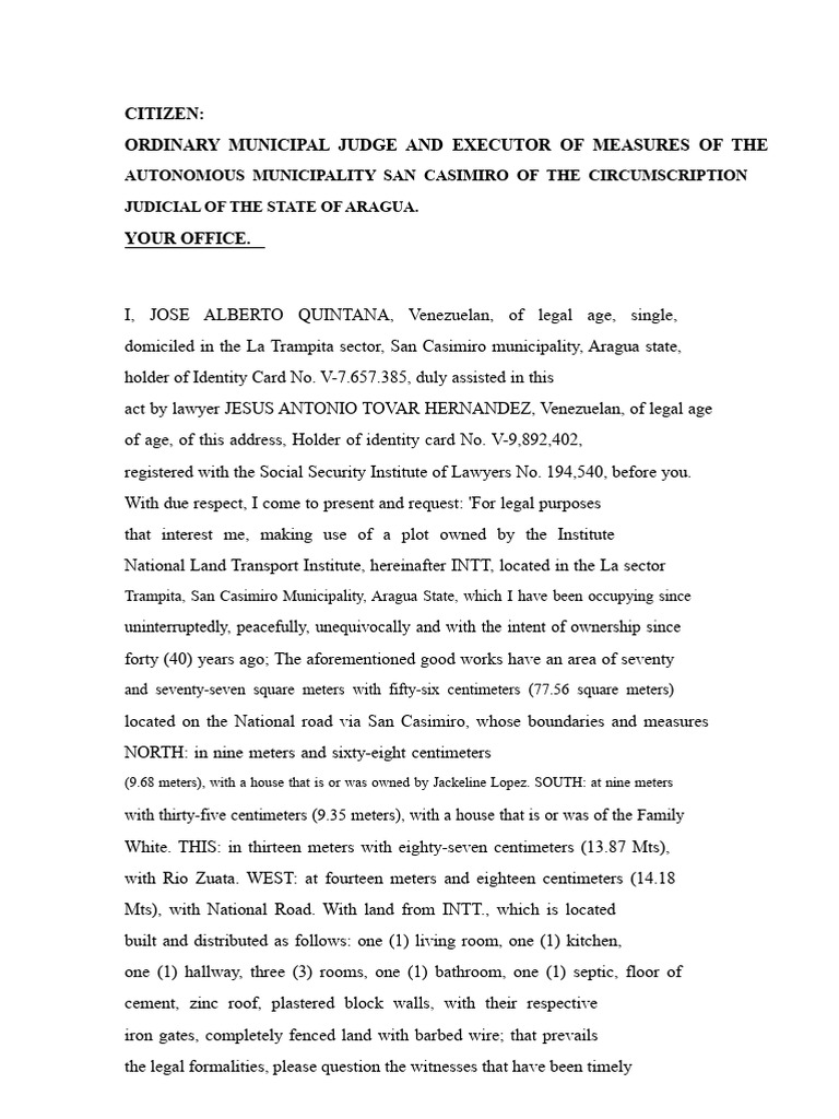 JUSTIFICATION of WITNESS of Construction On INTT Land | PDF | Identity ...