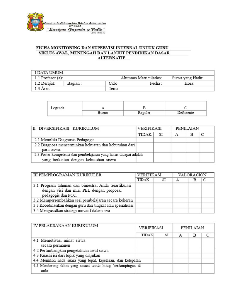 Lembar Monitoring Dan Supervisi | PDF