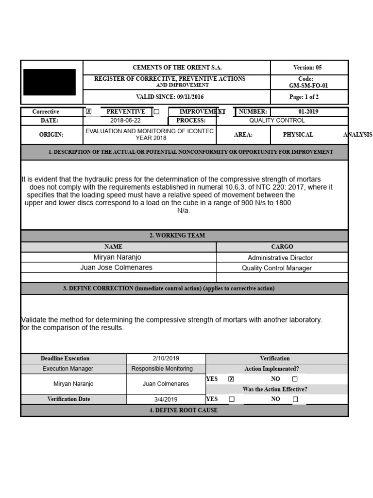 Corrective Actions | PDF | Verification And Validation | Audit
