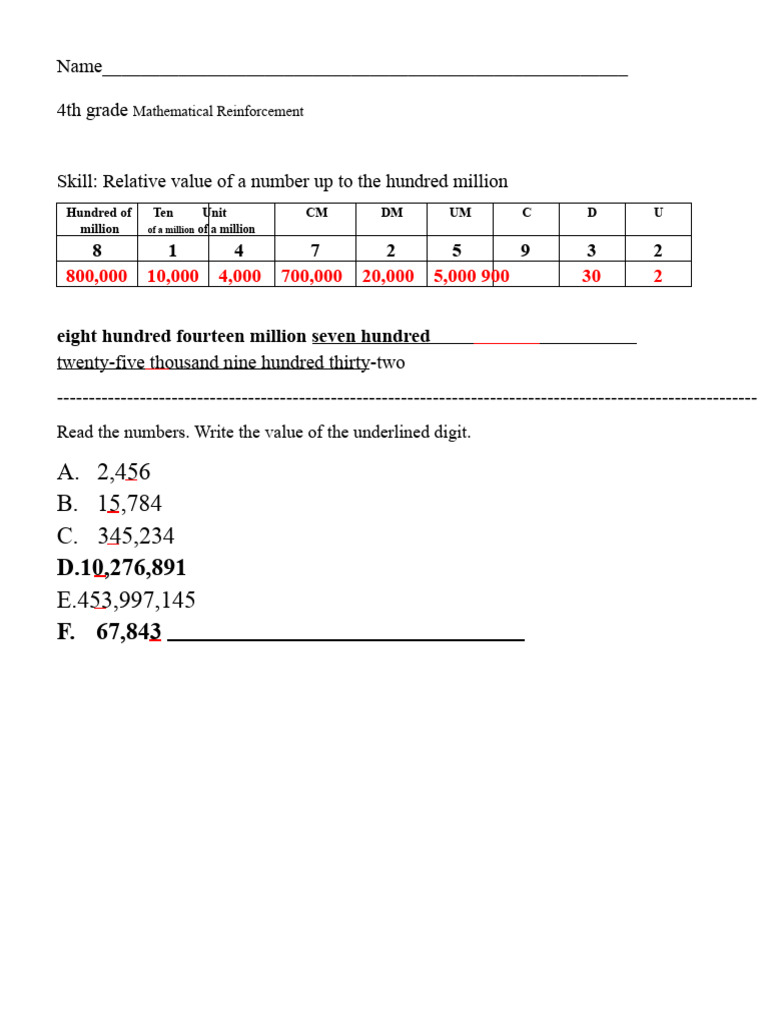Positional Value | PDF