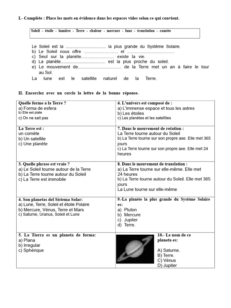 Activités éducatives sur le Système Solaire | PDF | Planètes | Soleil