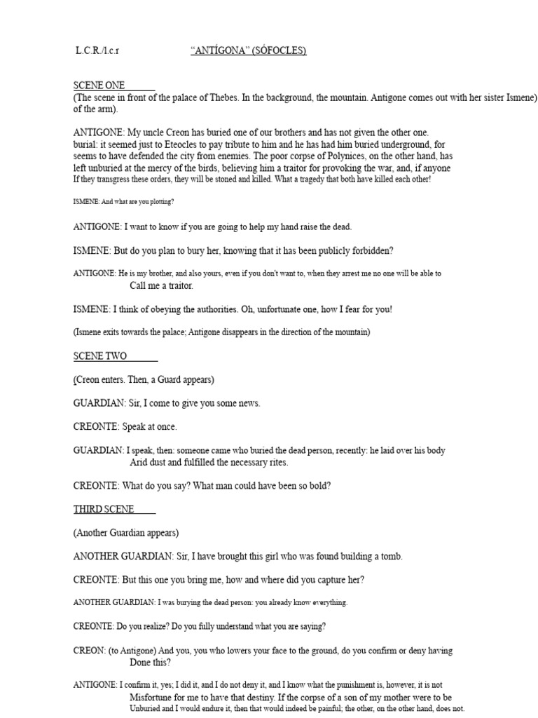 Antigone Script | PDF | Boeotian Mythology | Theban Mythology