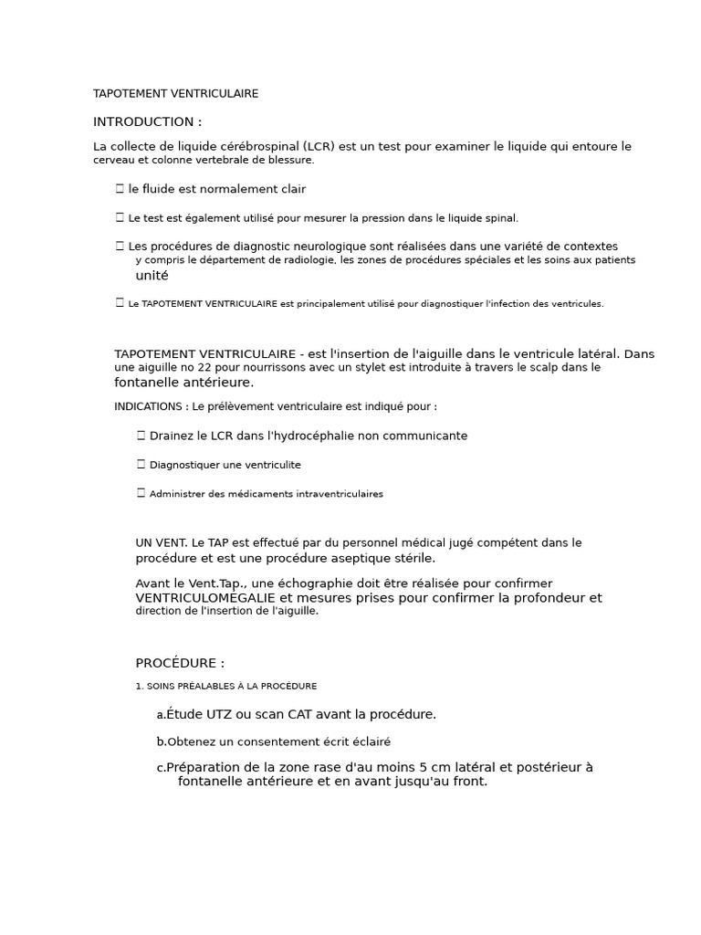 Tapotement Ventriculaire : Procédure et Indications | PDF | Liquide ...