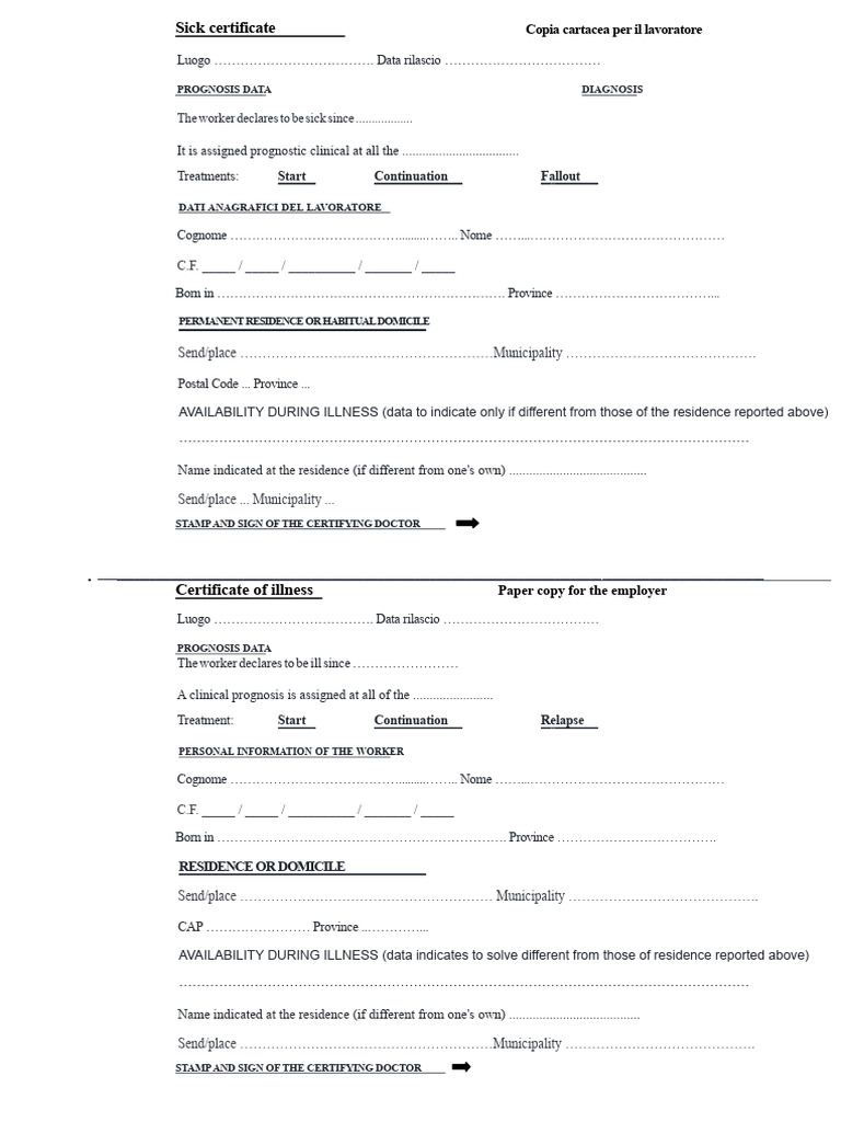 Sick Certificate | PDF | Clinical Medicine | Health Sciences