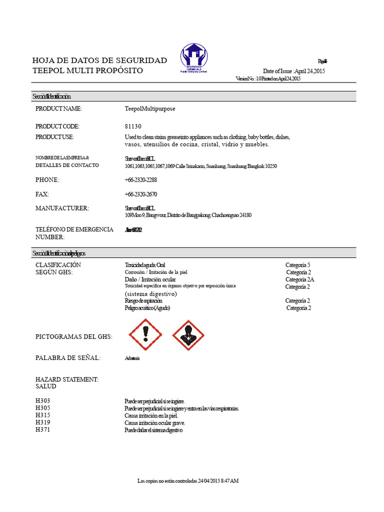 Teepol Multifuncional | PDF | Química