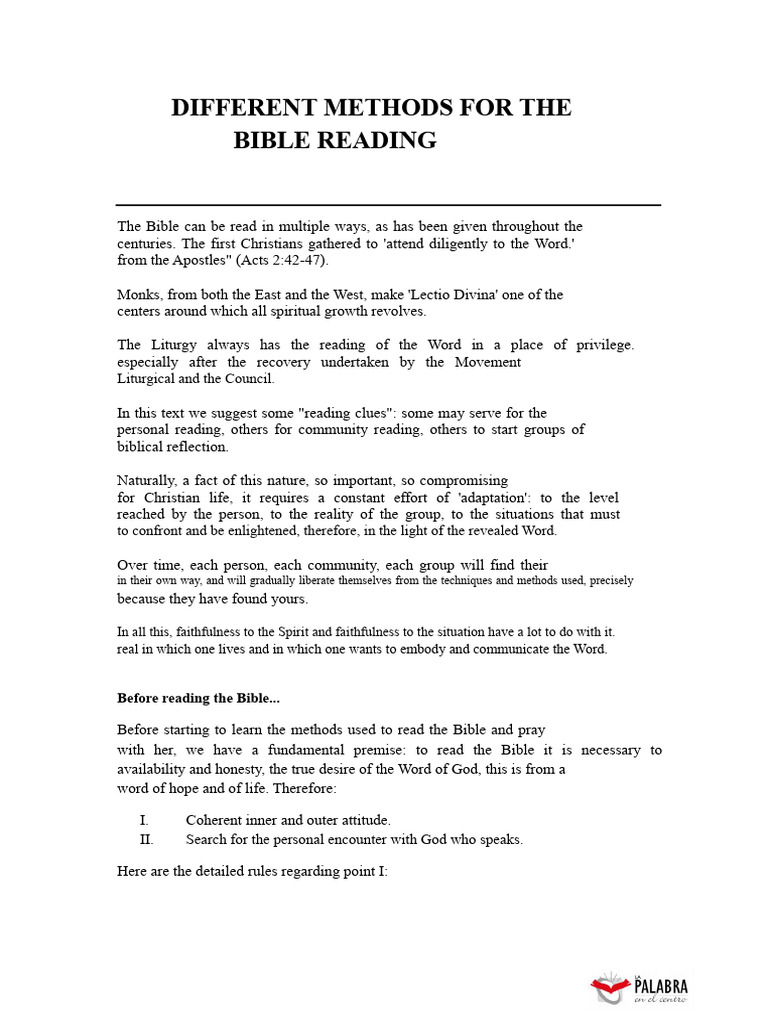 Bible Reading Methods Explained | PDF | Lectio Divina | Bible