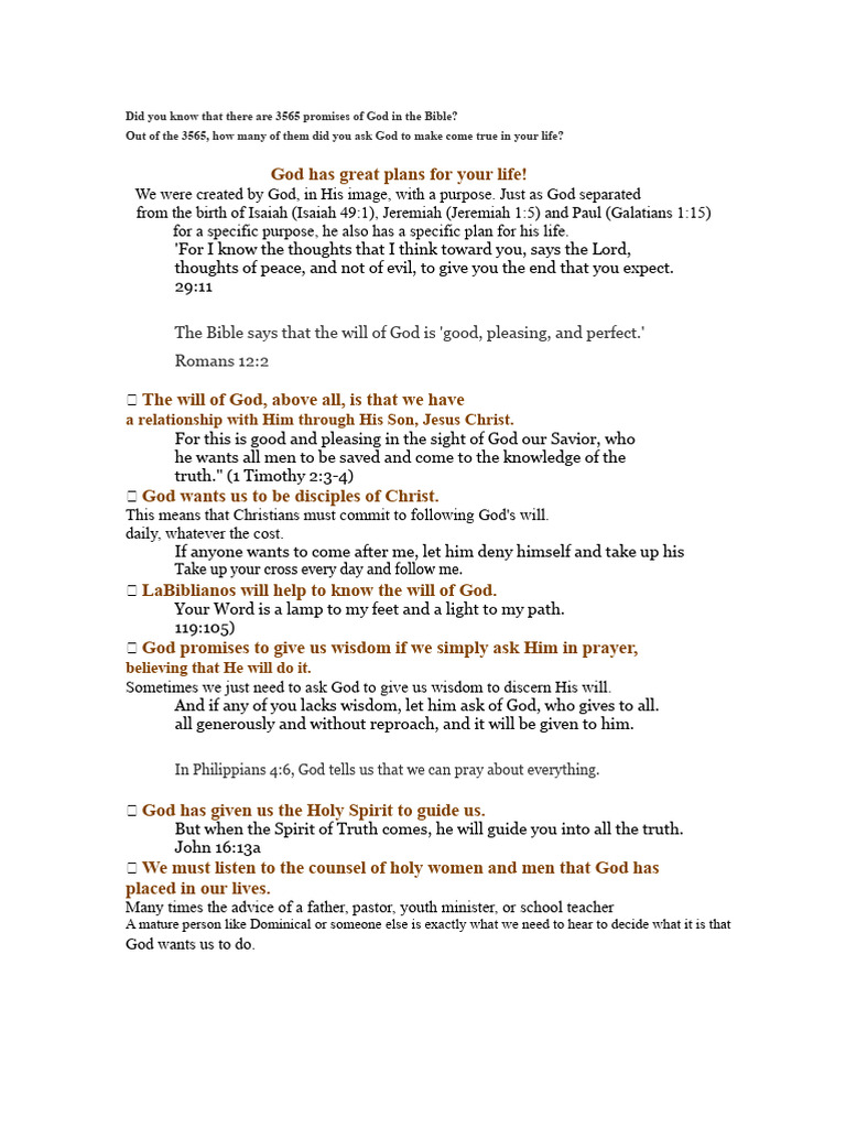 Did You Know That There Are 3565 Promises of God in The Bible? | PDF ...